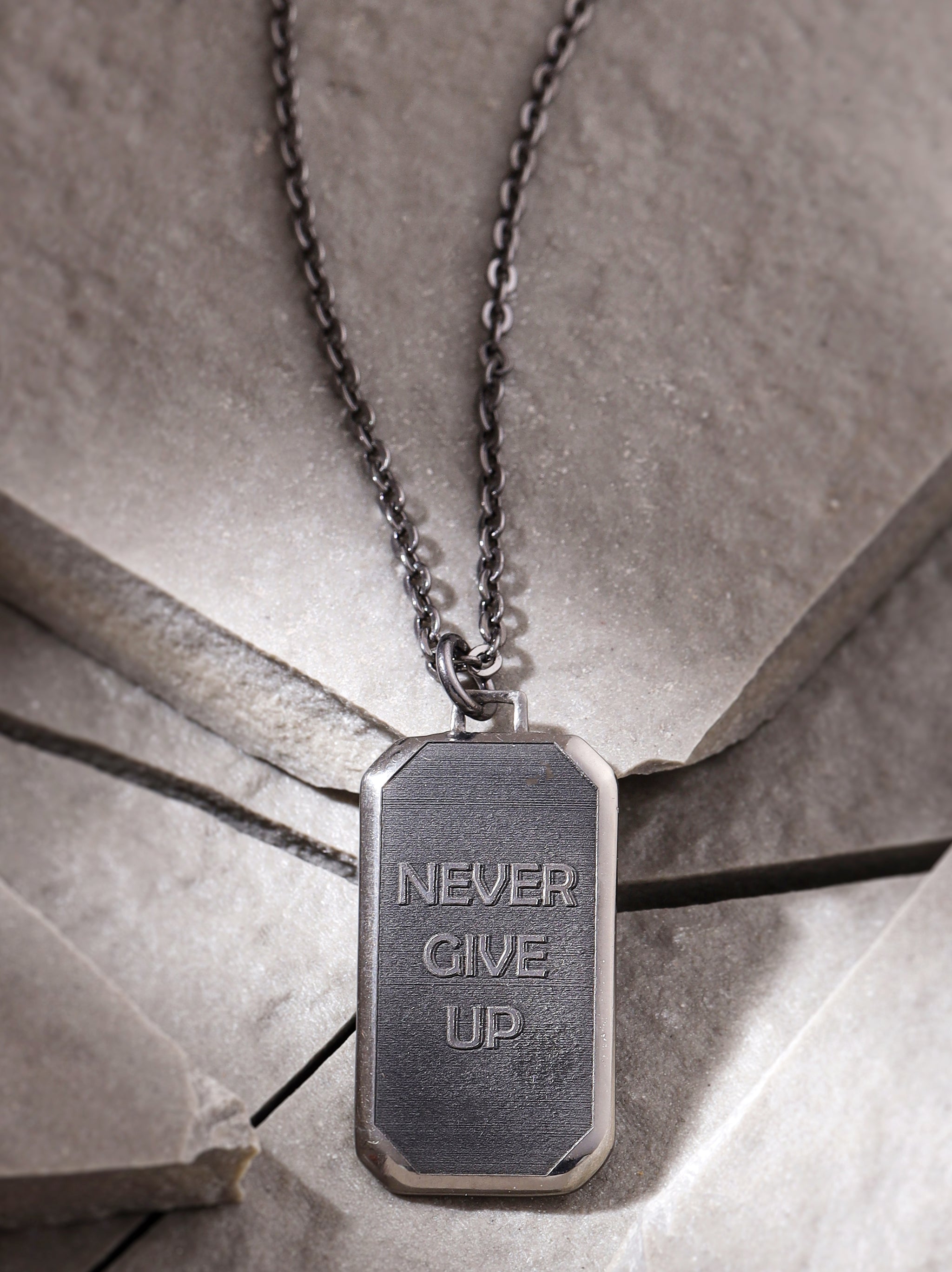 Buy Men's Silver Shield Pendant with Inspirational Message