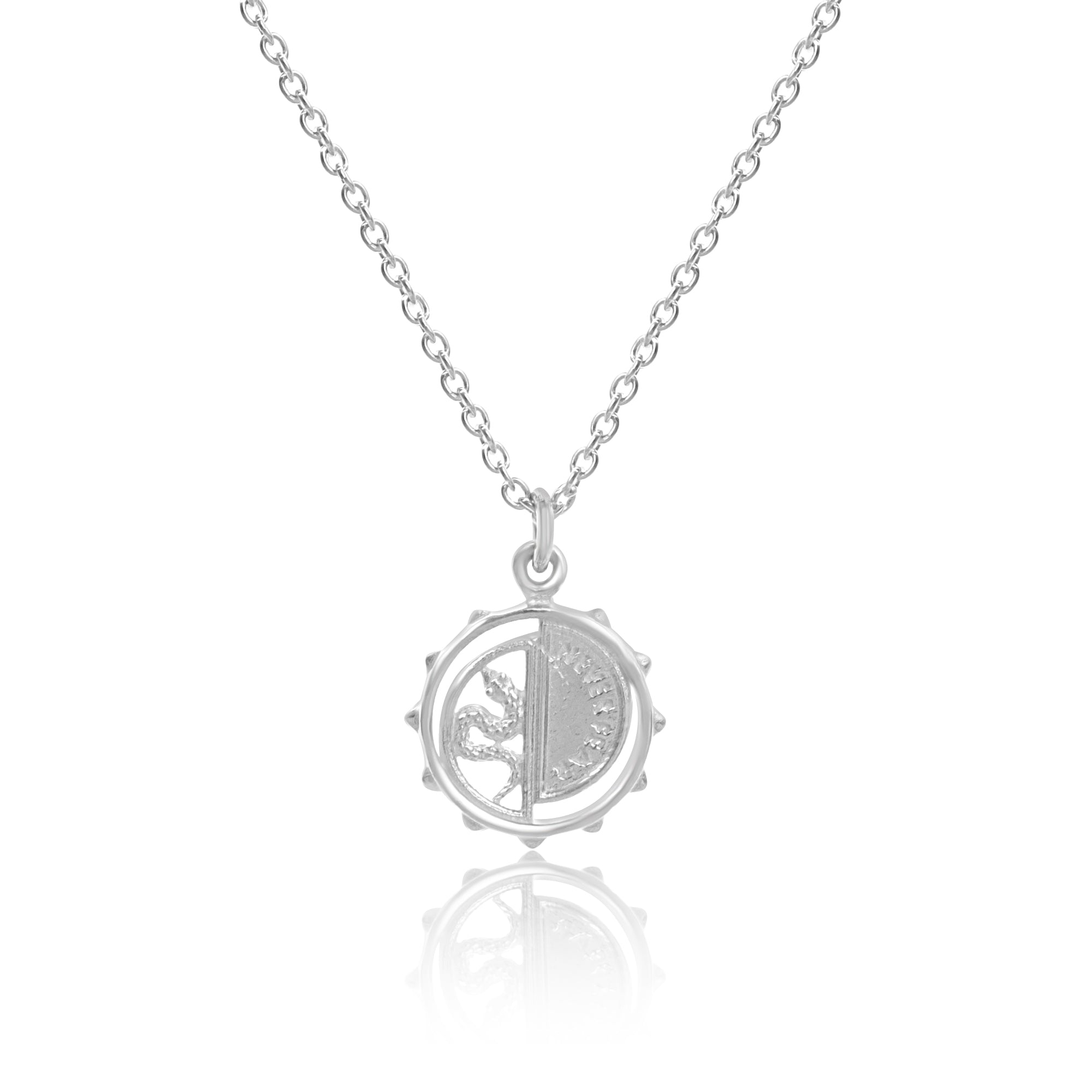 Real Rhodium Plating Snake Medallion Good Luck Charm 925 Sterling Silv