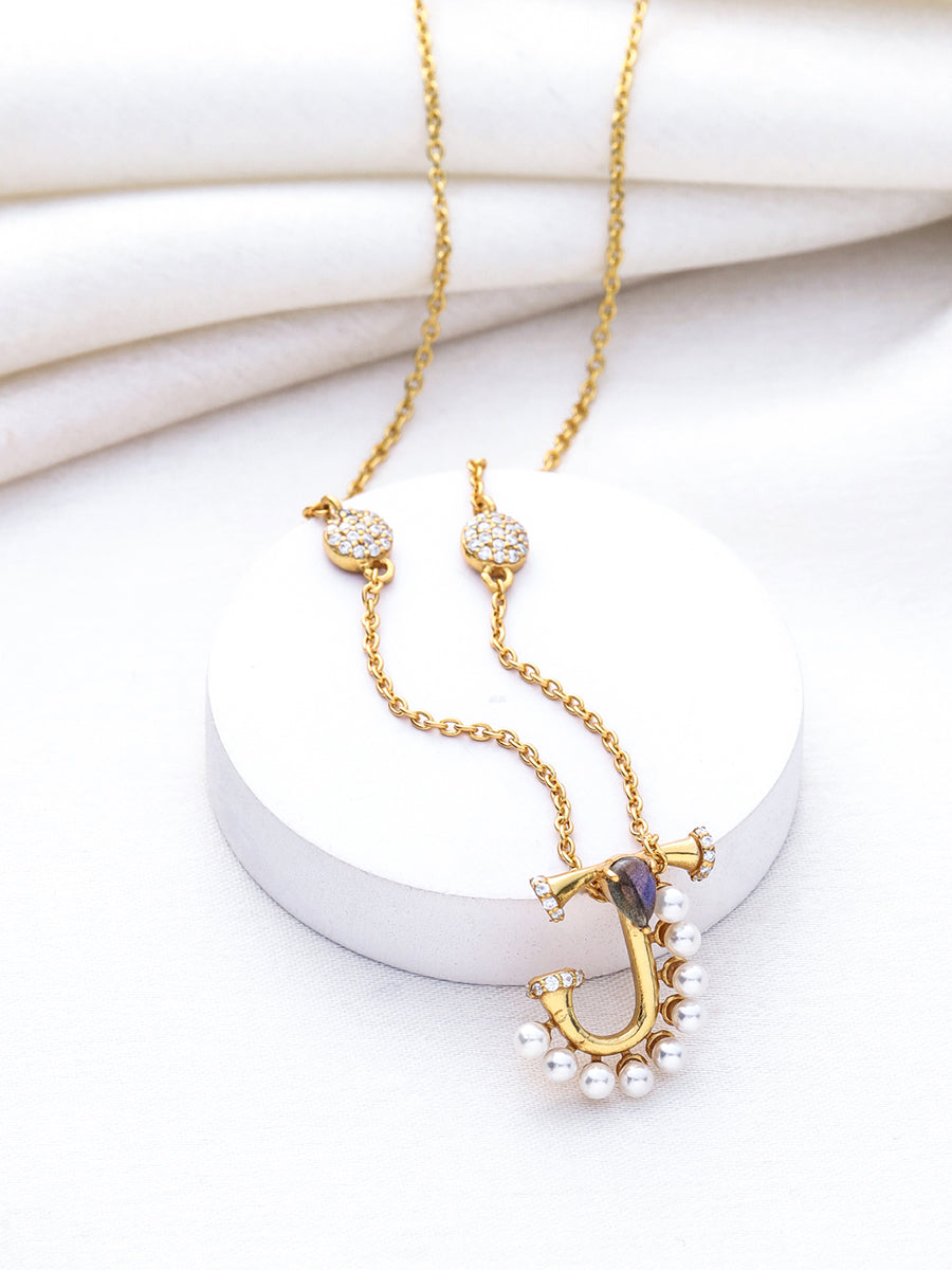 Buy Gold-plated Charming 'J' Initial Necklace at Kicky and Perky.