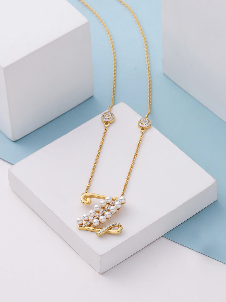 Buy Gold-plated Shimmering 'Z' Initial Necklace at Kicky and Perky.